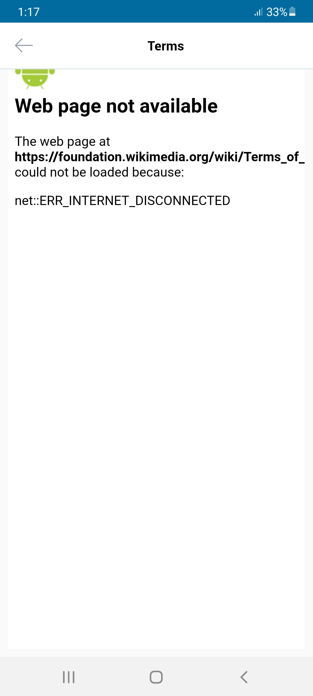 [Android] [Offline indicator] There should be consistency in offline error message which is ...