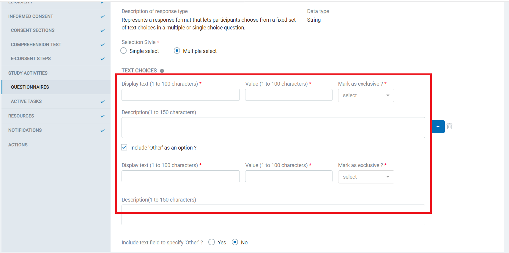 [VAPT] [SB] Questionnaires > Question step / Form step > Text choice response type > UI Issue in ...