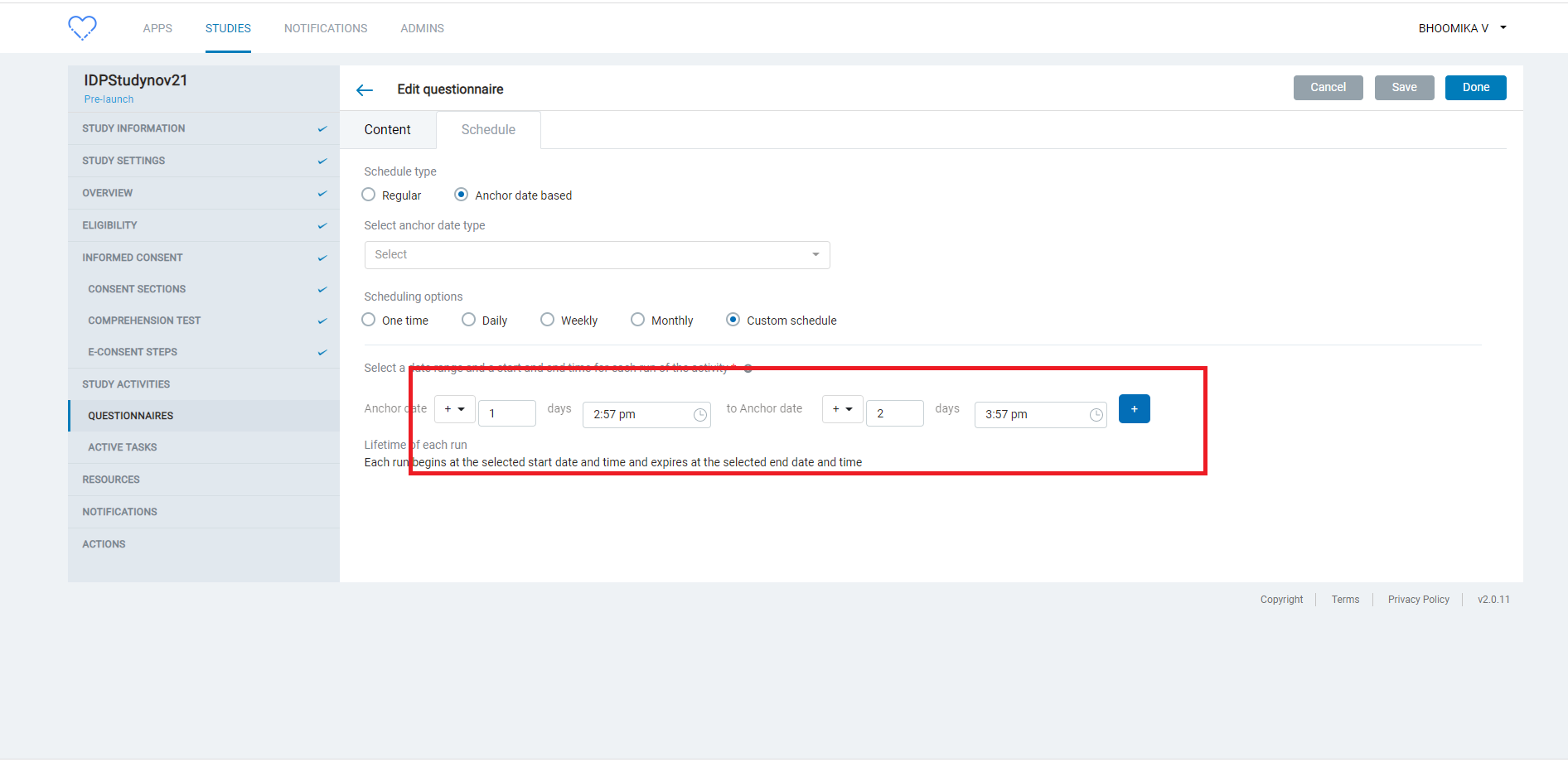 [SB] UI Issue > Questionnaires / Active task > Error messages are overlapping in the scheduling ...