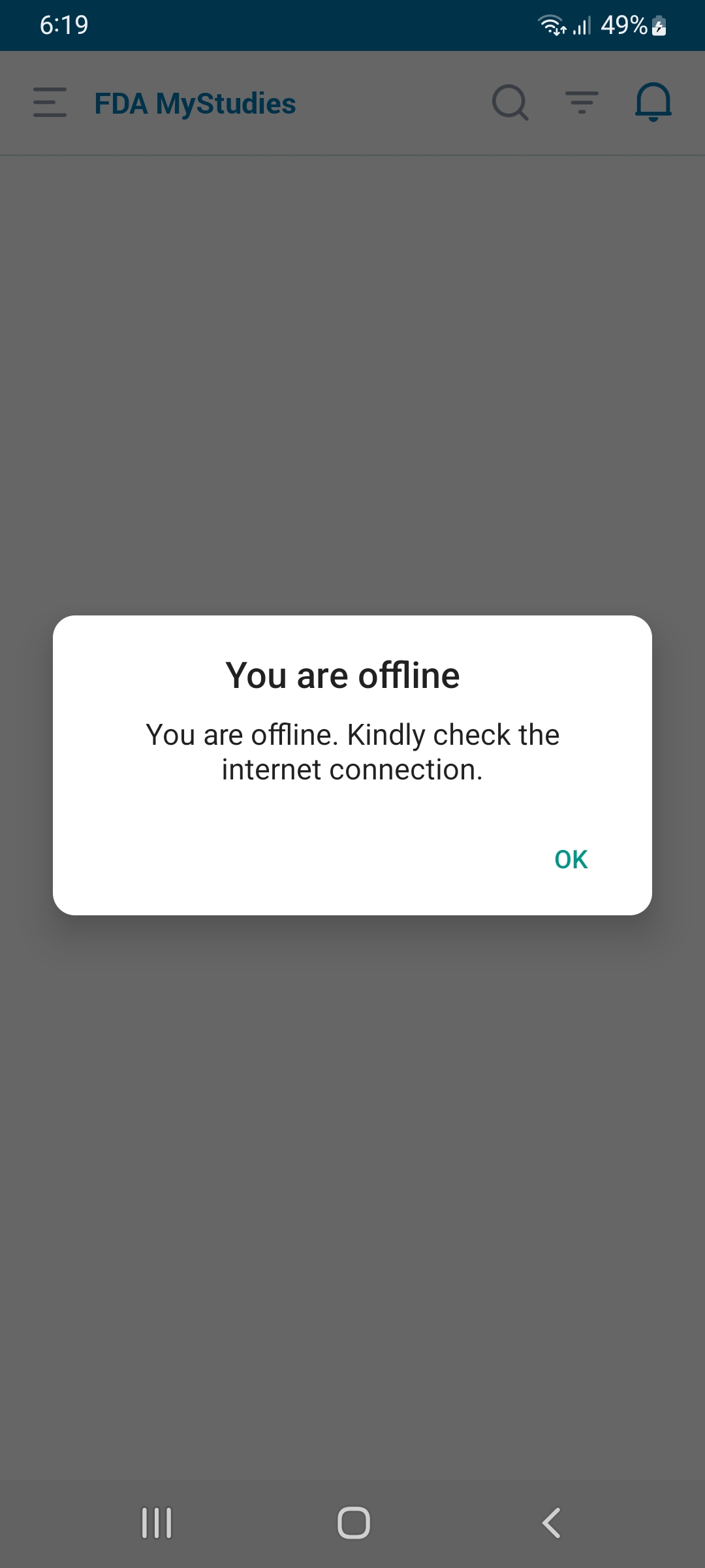 [Android] Getting 'You are offline' popup message when tried to signup ...