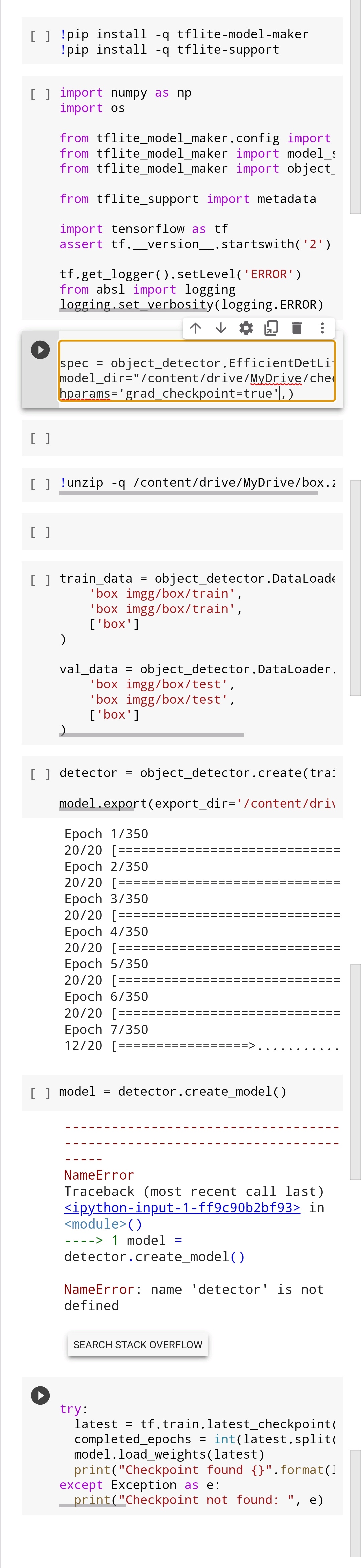 how to save checkpoint in between each epochs and retain them after and continue ? · Issue ...