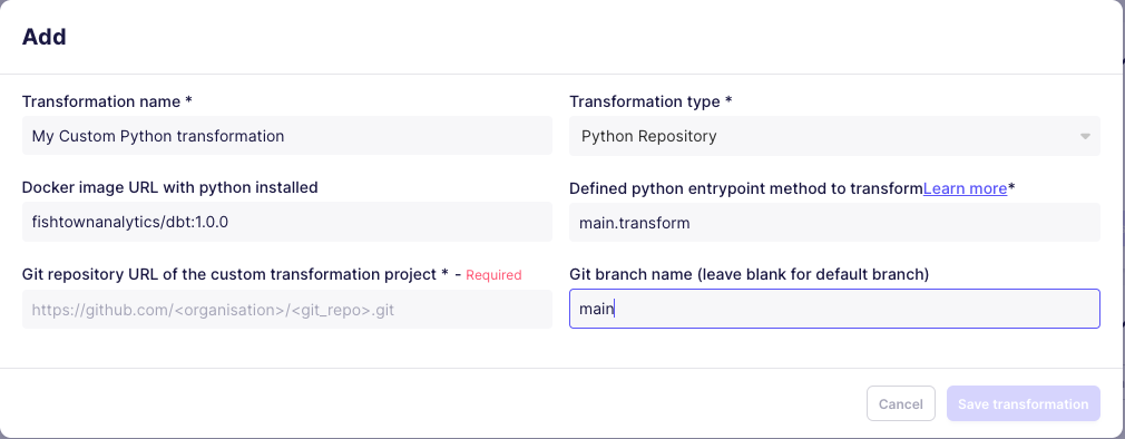 I would like to be able to add repositories in python where I can transform any output · Issue ...
