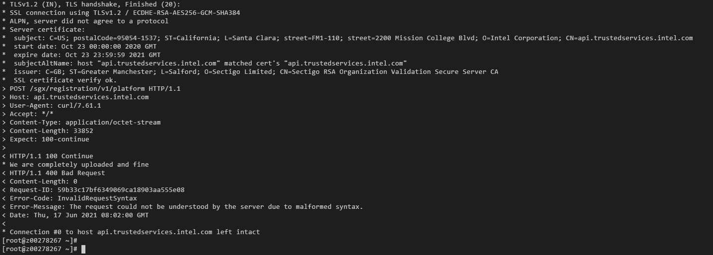 Unable to retrieve the collateral from the Intel SGX PCS in offline ...