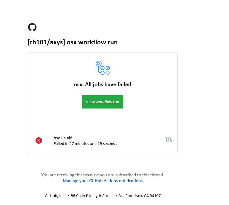 Fork Of This Project Receiving Workflow Notifications For Failed Jobs · Issue 794 · Axmolengine