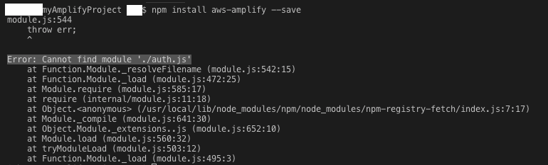 Cannot find module './auth.js' · Issue #2876 · aws-amplify/amplify-js · GitHub