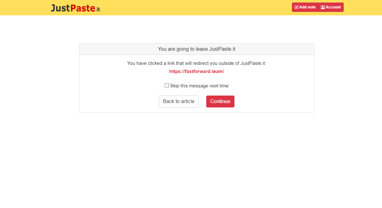 justpaste.it Redirection Confirmation · Issue #232 · FastForwardTeam/FastForward · GitHub