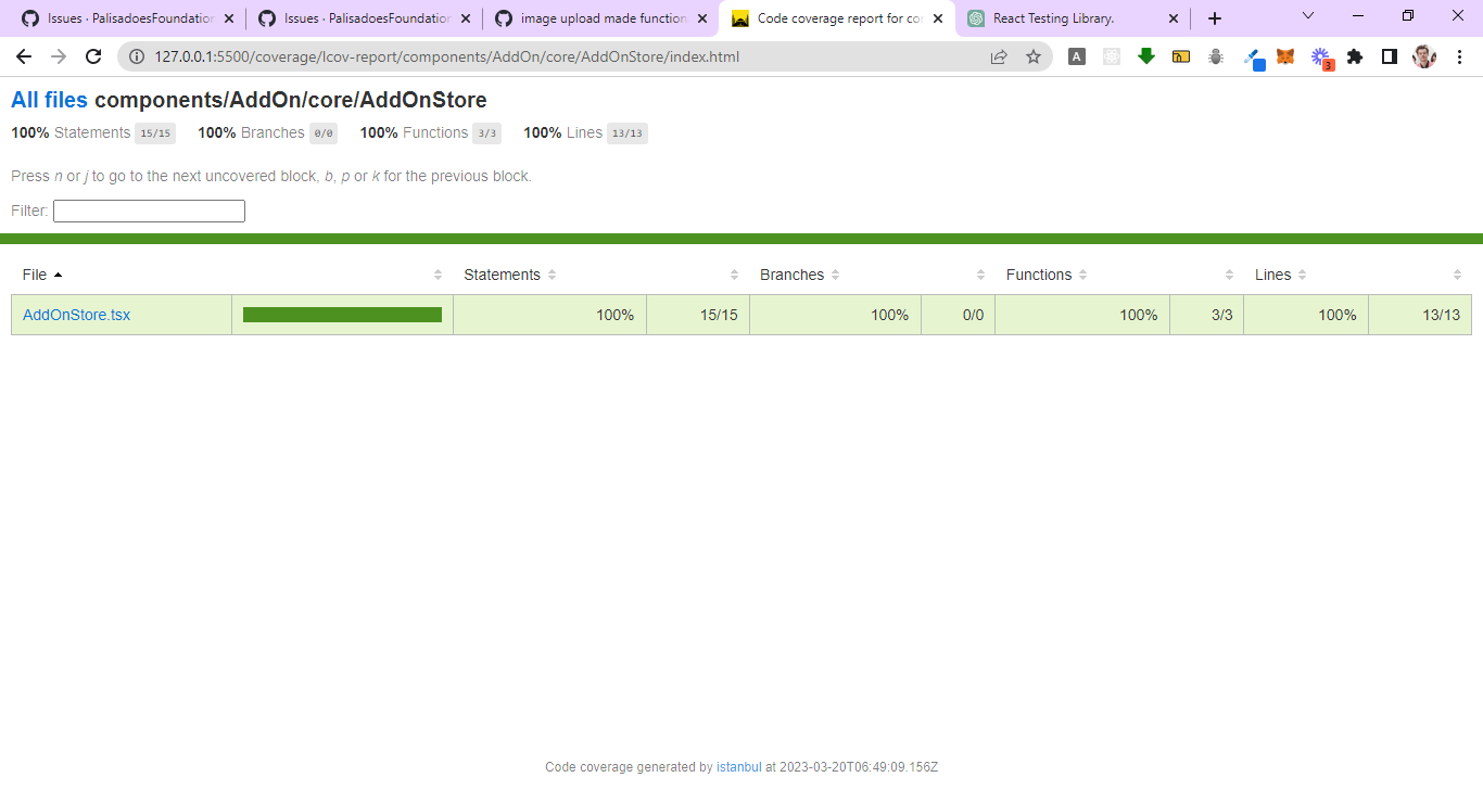 Code Coverage: Create tests for AddOnStore.tsx · Issue #768 ...