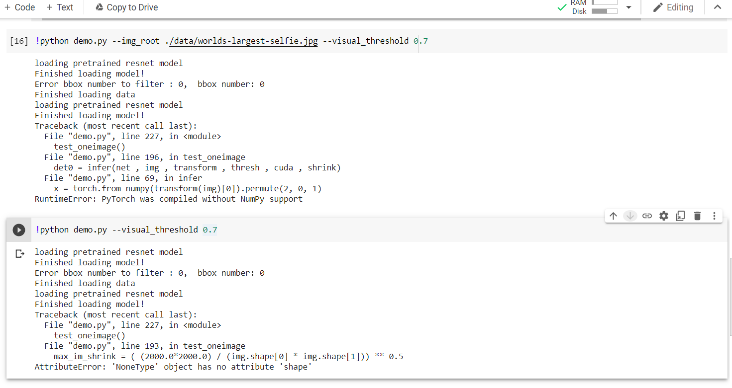 Error in running demo.py · Issue #84 · Tencent/FaceDetection-DSFD · GitHub