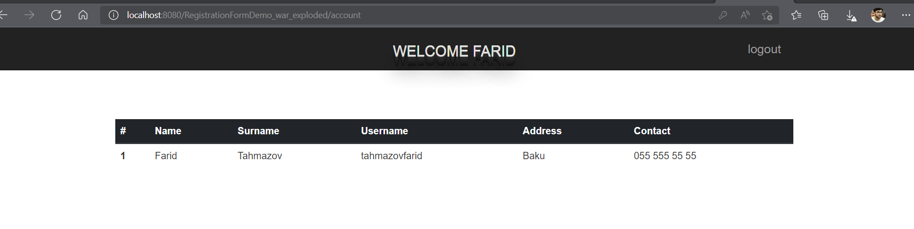 GitHub - faridtahmazov/RegistrationAndLoginForm-Basic: Simple Register, Login and Crud ...