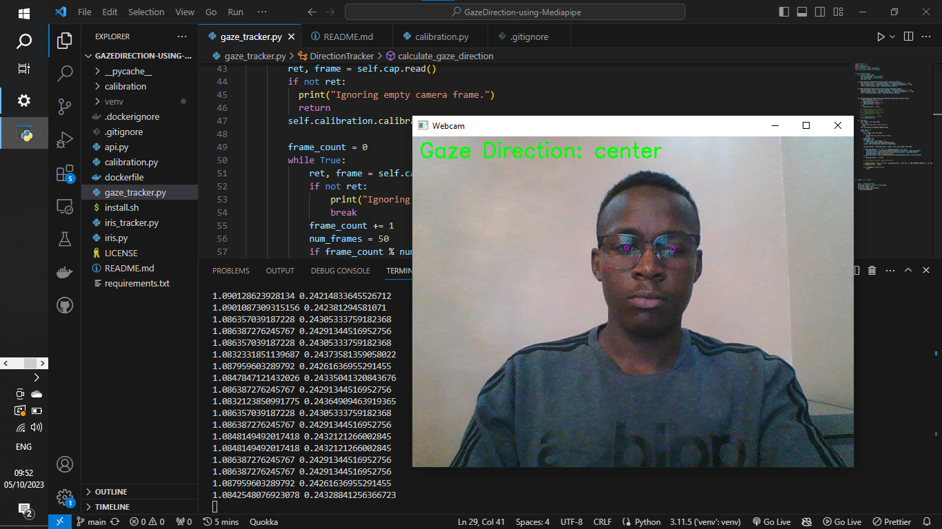 GitHub - KevKibe/GazeDirection-using-Mediapipe: This project is a Python program that uses the ...