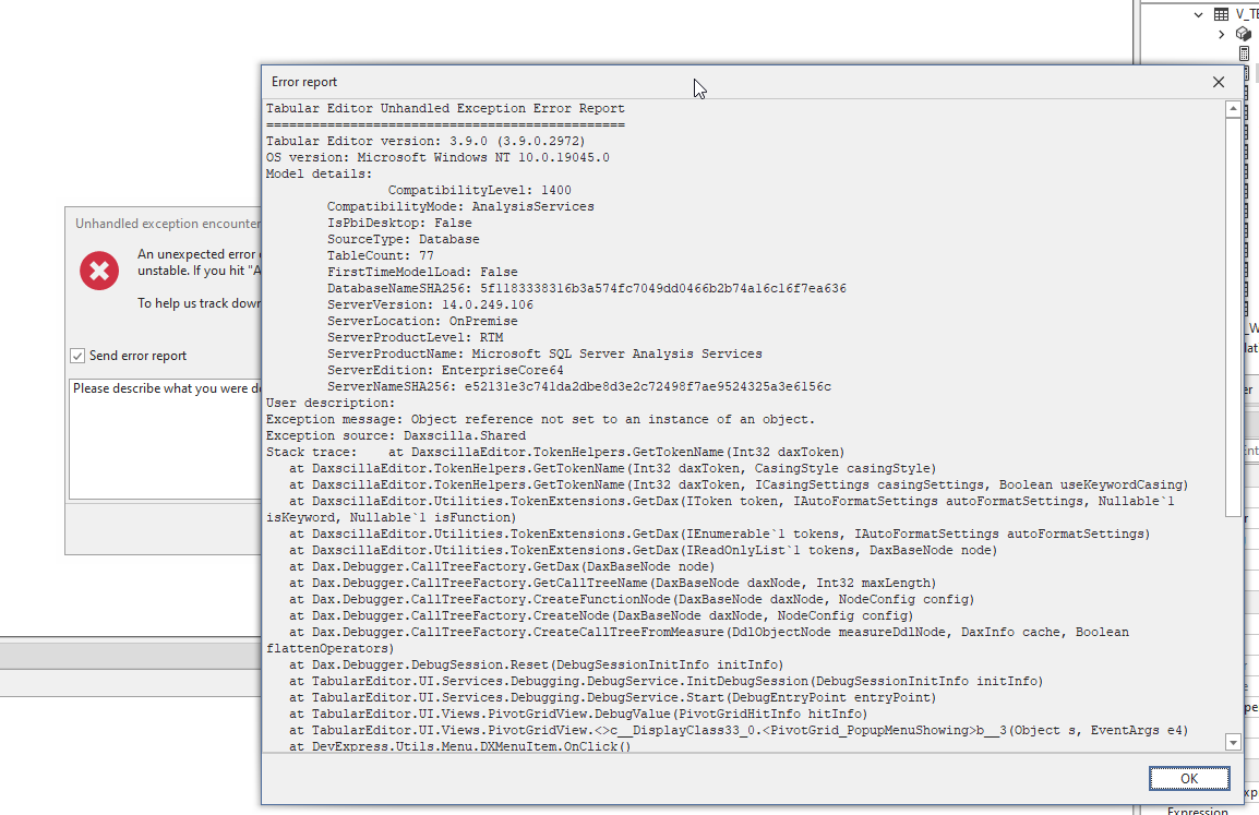 Debuging measure including PERCENTILEX.INC fails · Issue #971 · TabularEditor/TabularEditor3 ...