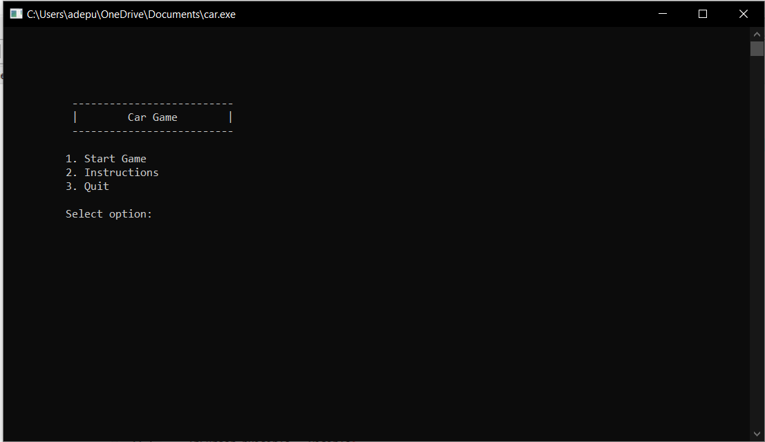 GitHub - SaivigneshAdepu20/Car_Game_Using_CPP: It is Game of car to go ...