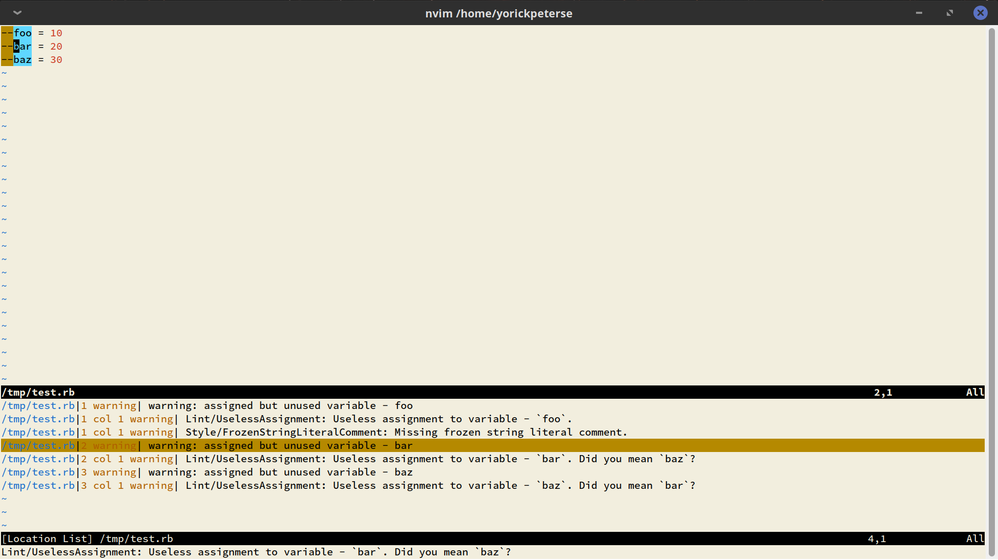 When using displayByAle, leaving insert mode resets the selected location list entry to the ...