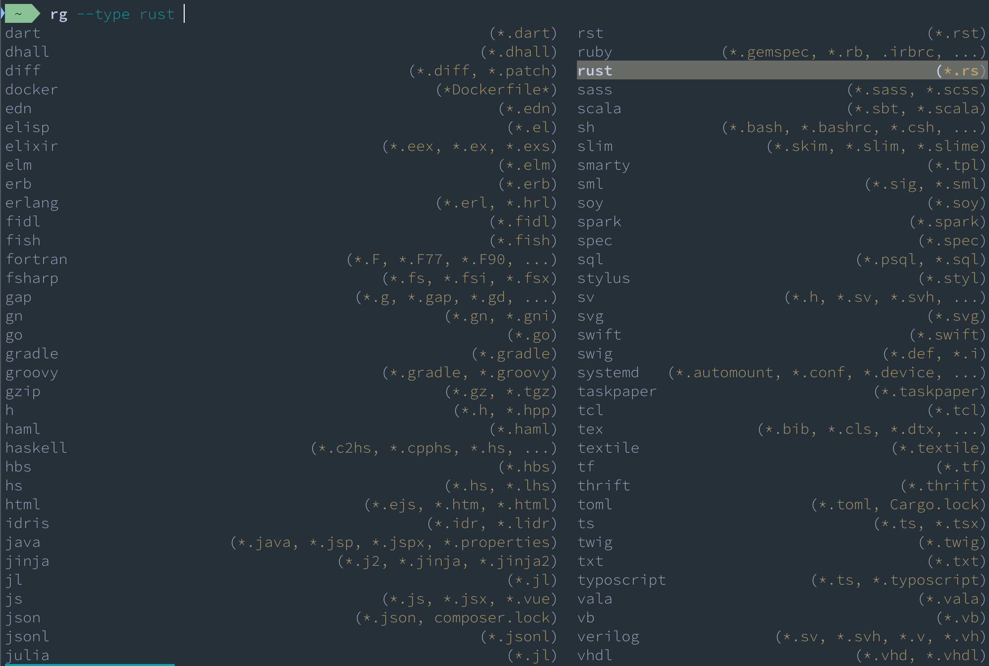fish-shell completions for `--type` · Issue #1543 · BurntSushi/ripgrep · GitHub