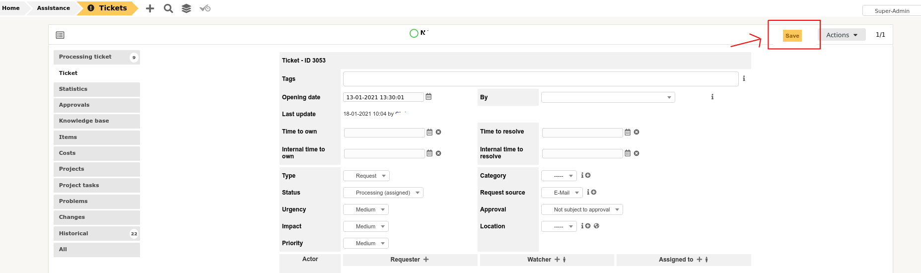 Save Button On Ticket Top Menu · Issue 8541 · Glpi Projectglpi · Github