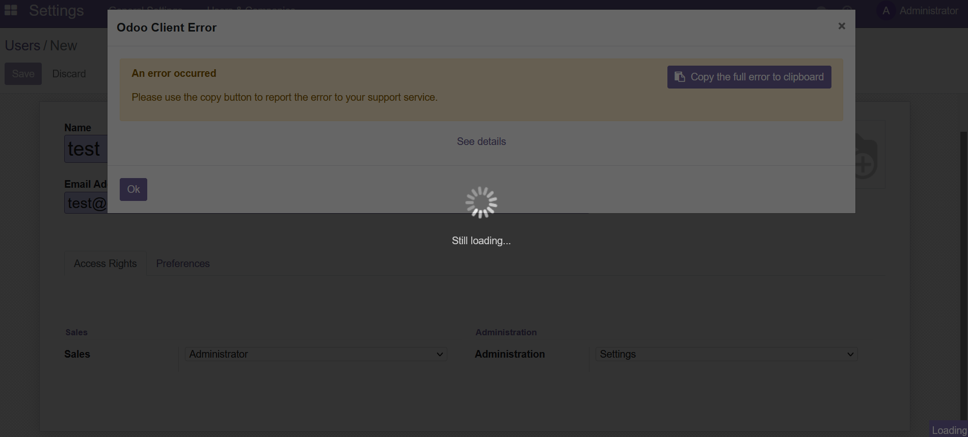 Odoo Client Error When Editing Or Adding Existing Users · Issue 86616 · Odoo Odoo · Github