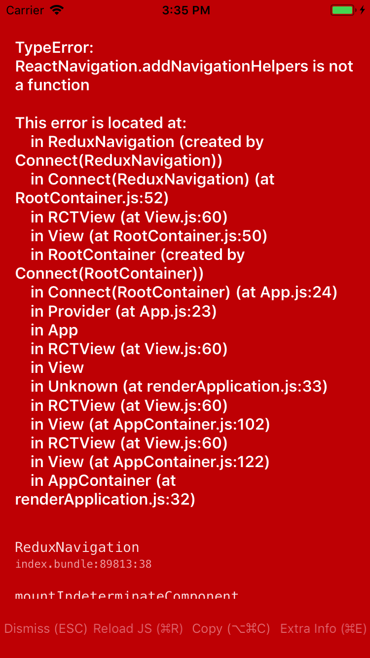 addNavigationHelpers is not a function · Issue #4127 · react-navigation/react-navigation · GitHub