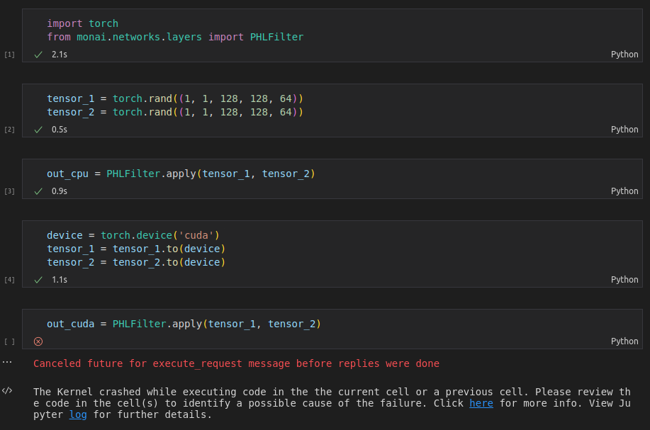 PHLFilter kernel crash using CUDA · Issue #5409 · Project-MONAI/MONAI · GitHub