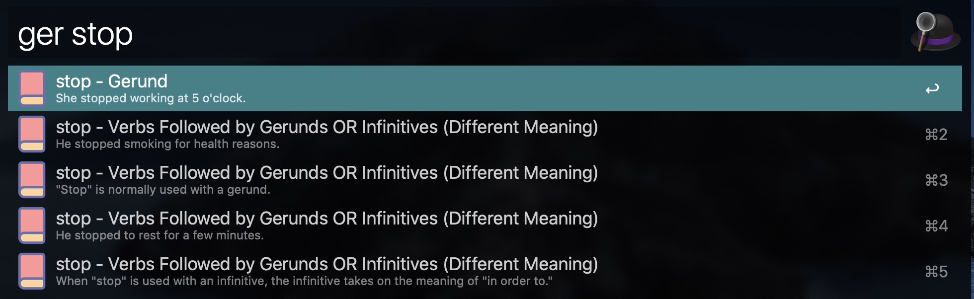 GitHub - melihovv/alfred-gerundinitive: What to use with given verb: gerund or infinitive?