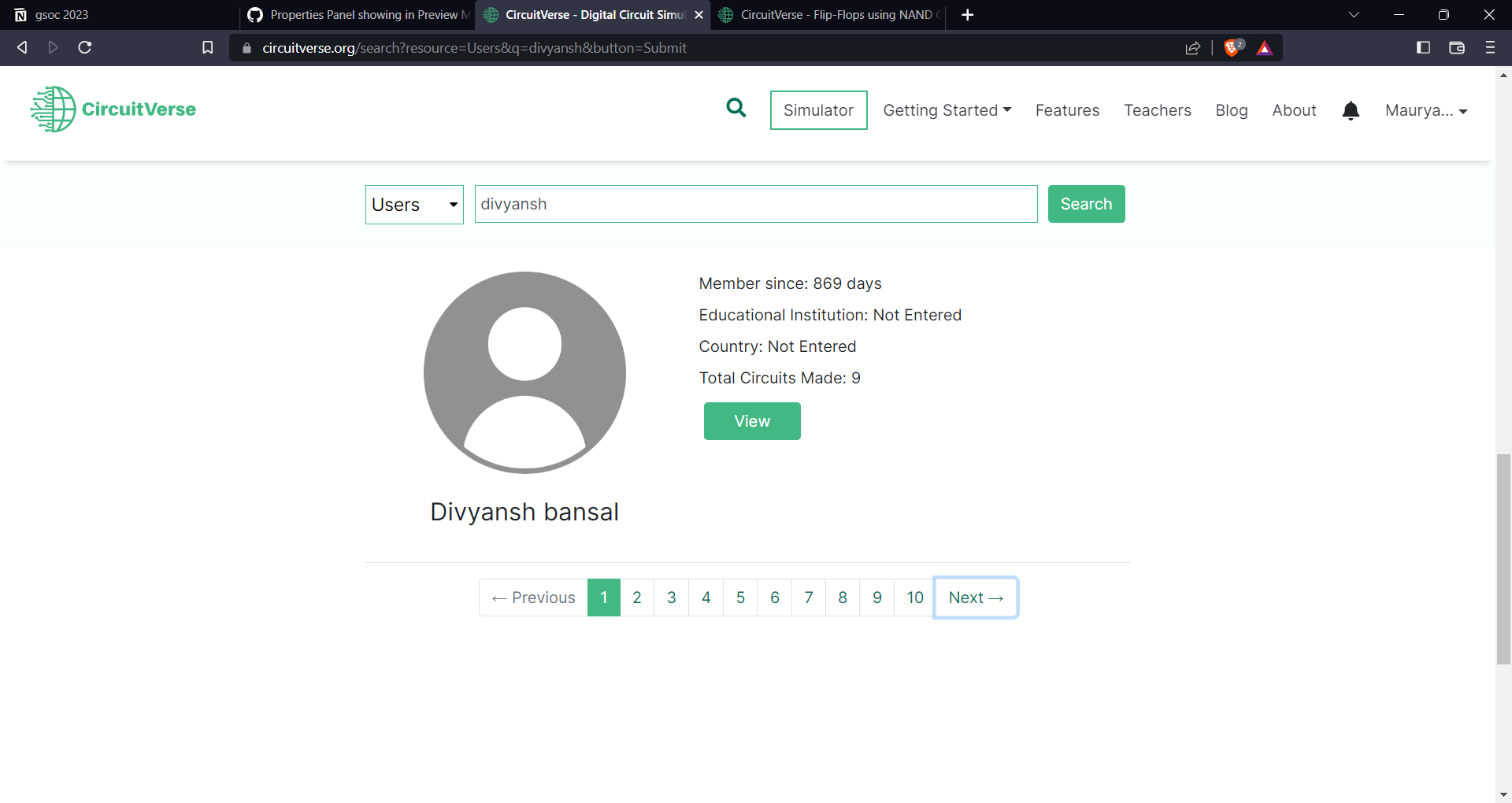 Pagination is not in the center of the page · Issue #3469 · CircuitVerse/CircuitVerse · GitHub