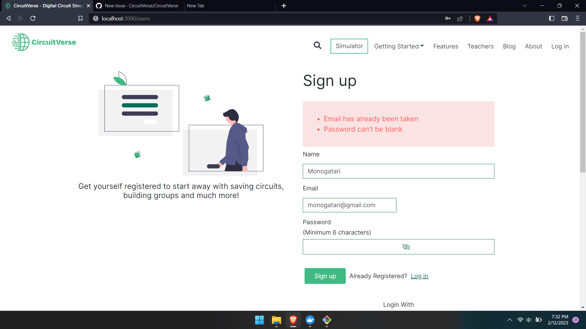 🐞 Error Message's text isn't aligned properly in Sign Up page · Issue #3560 · CircuitVerse ...