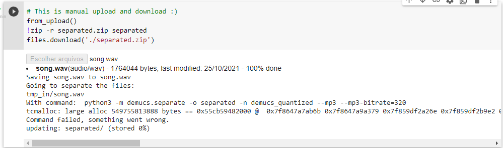 (Colab) isn't working at all · Issue #214 · facebookresearch/demucs · GitHub