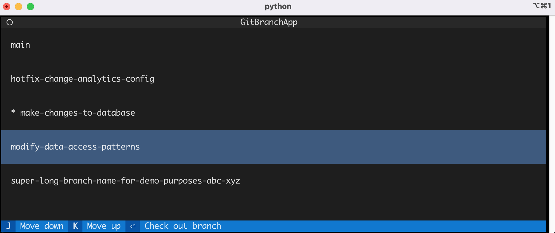 GitHub - vwrj/git-branches: Lightweight terminal app to scroll through your most recent git ...