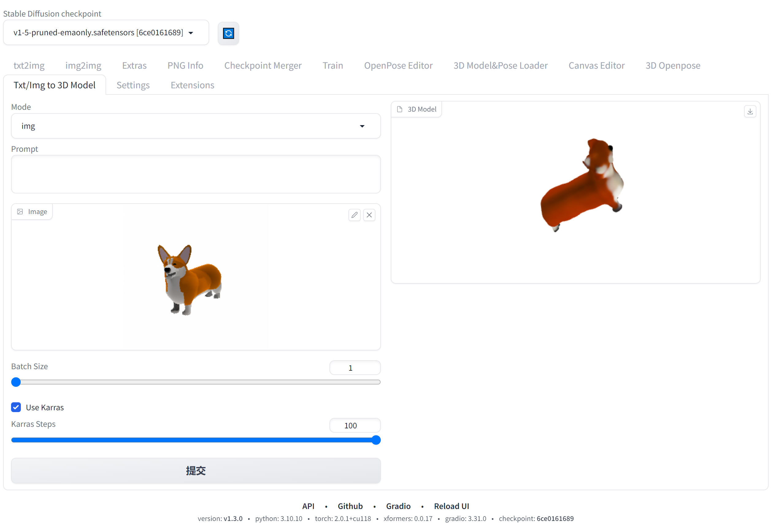 SD webui new extension - Txt/Img to 3D model · AUTOMATIC1111 stable ...