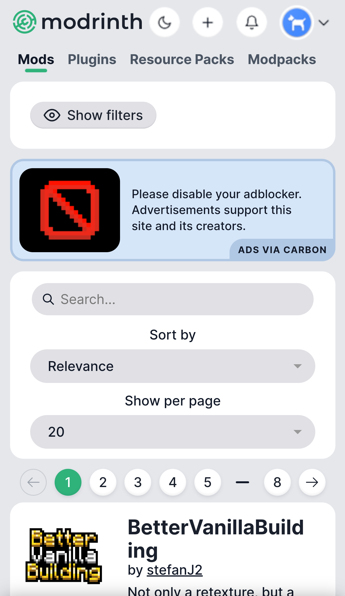 More efficient mobile layout · Issue #659 · modrinth/knossos · GitHub