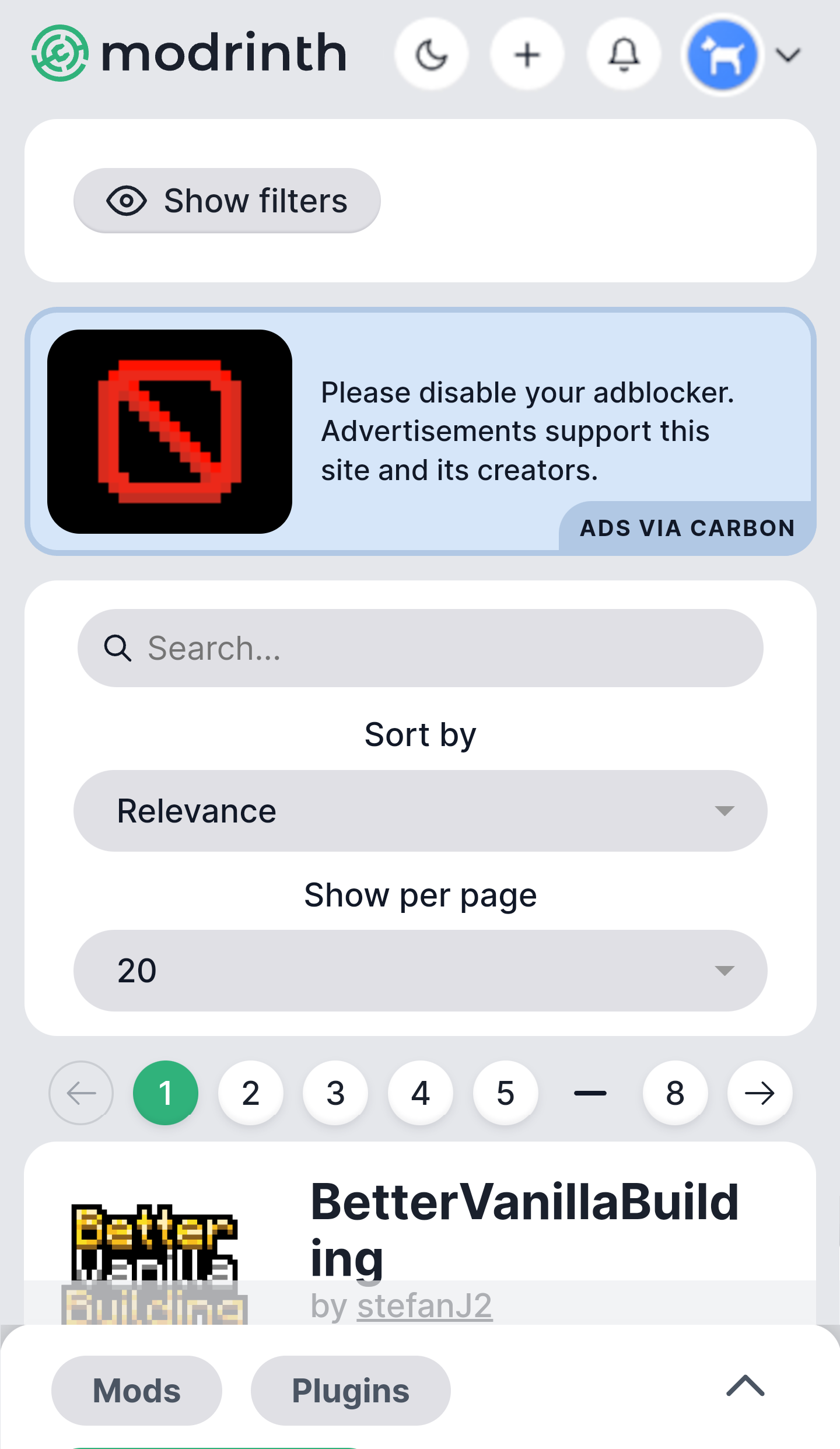 More efficient mobile layout · Issue #659 · modrinth/knossos · GitHub