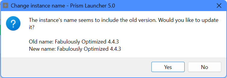 Modpack Name Updating Should Be A Checkbox · Issue 264 · Prismlauncherprismlauncher · Github
