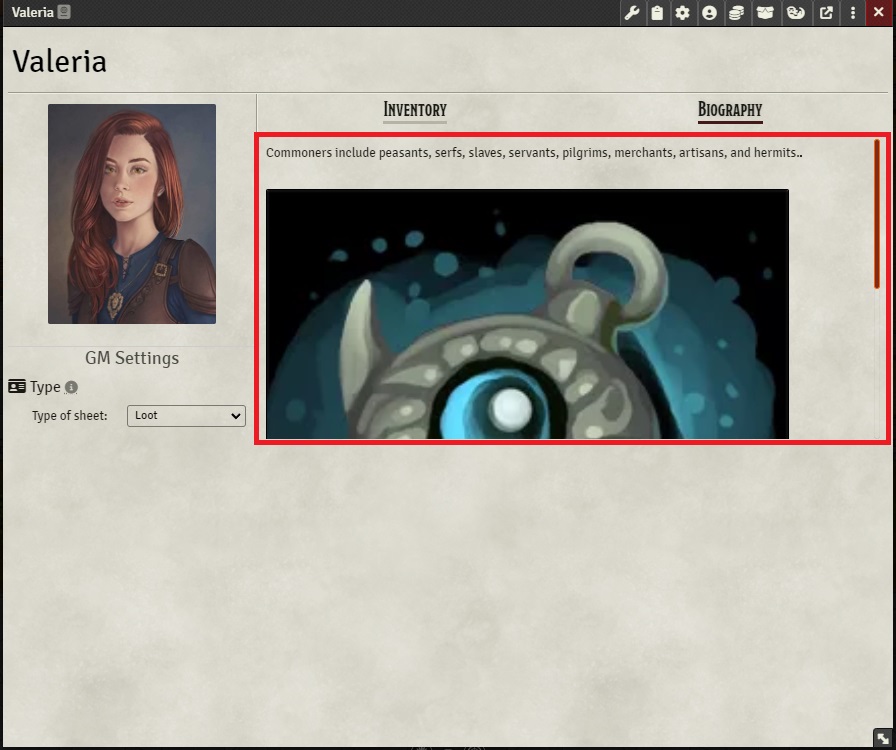 [Feature Request] Question about size box text of biography · Issue #398 · jopeek/fvtt-loot ...