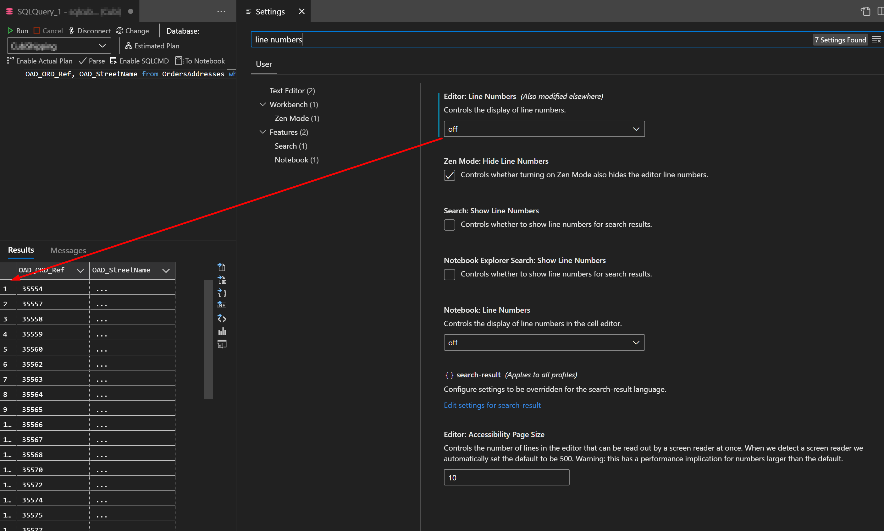 Add setting to turn off row numbers in result grid · Issue #24687 · microsoft/azuredatastudio ...
