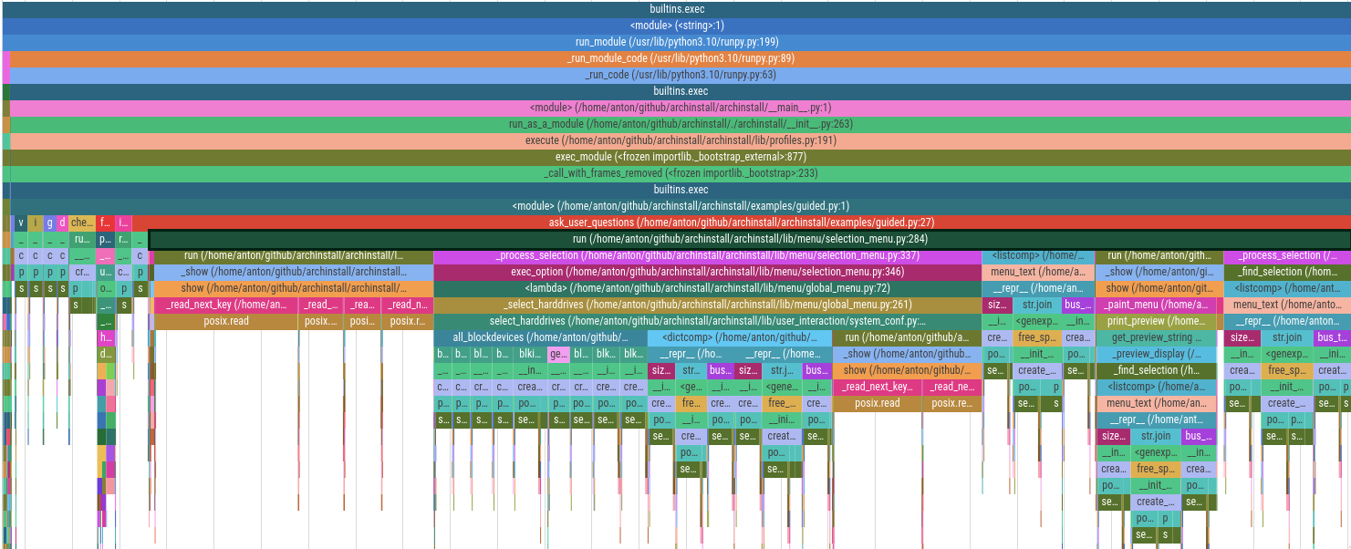 [master] Lag in menu after selecting a harddrive · Issue #1162 · archlinux/archinstall · GitHub