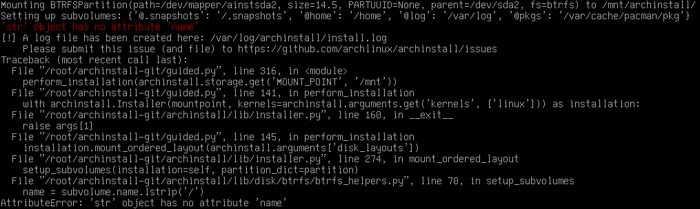 Subvolume setup causes `subvolume.name.lstrip()` - 'str' has no attribute 'name' · Issue #1510 ...