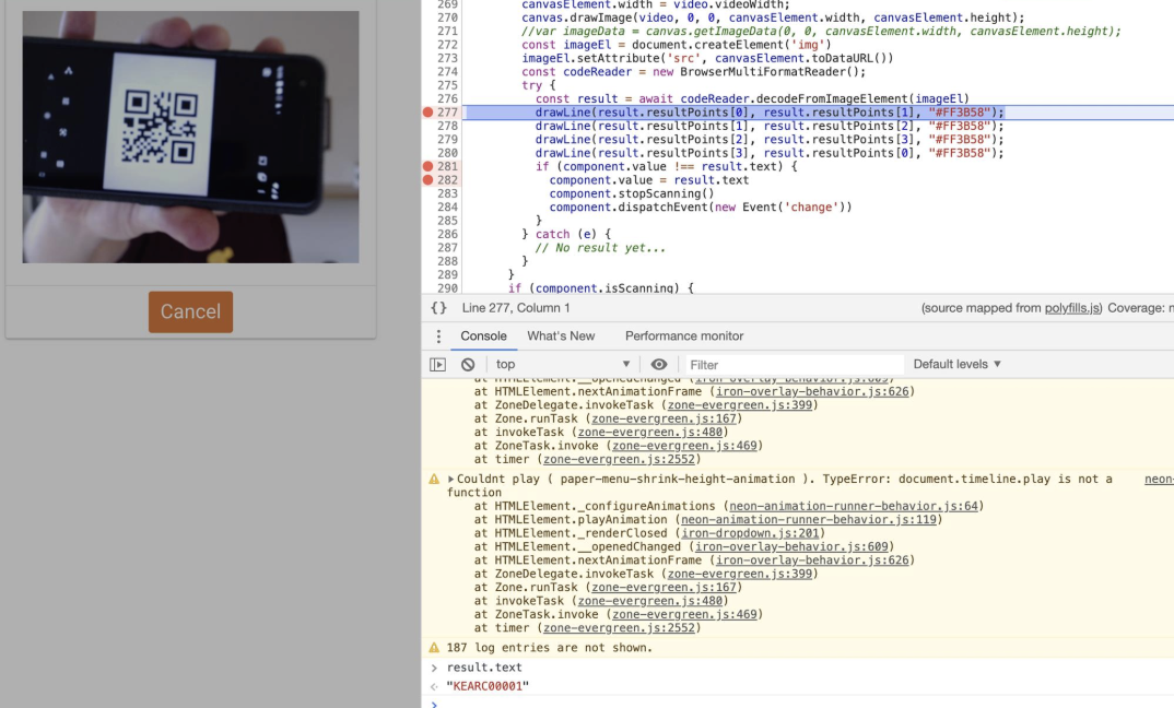 QR code scanning fails on some codes; drawing the boundary box fails · Issue #158 · Tangerine ...