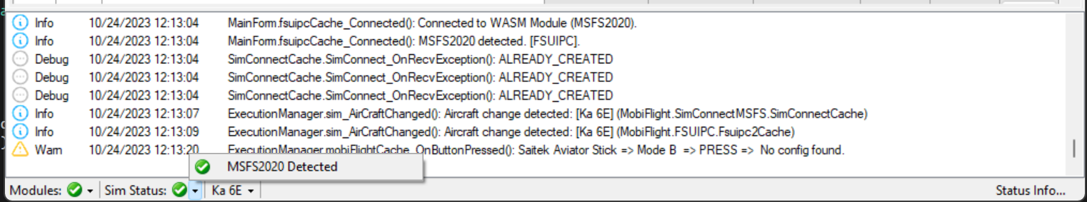 BETA - SimConnect status not showing correctly · Issue #1337 · MobiFlight/MobiFlight-Connector ...