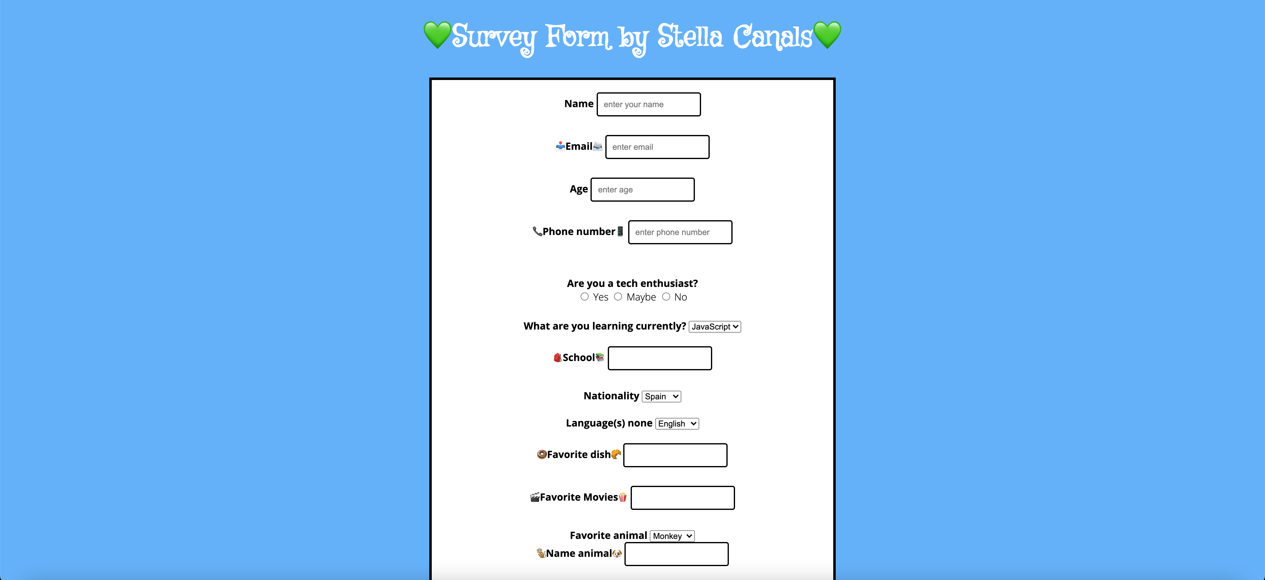 GitHub - StellaCanals/Survey-form-