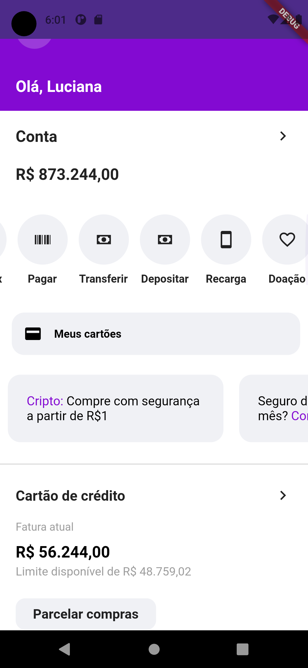 GitHub - lucianamcedro/nubank_clone_flutter: Aplicativo em Flutter para clone do layout.