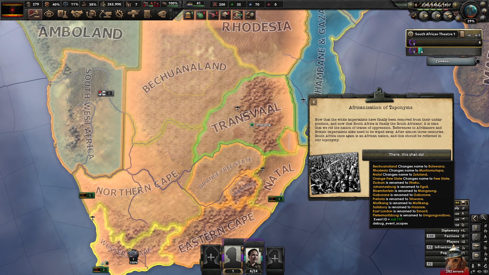 SAF - Oddities regarding Totalist toponym changes to states & KR's ...