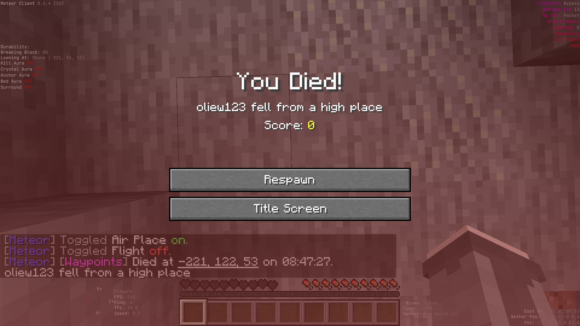 dying in mid air · Issue #1098 · MeteorDevelopment/meteor-client · GitHub