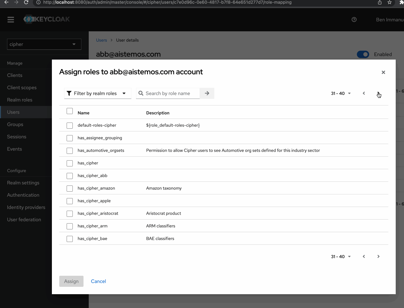 "Assign role to user" - roles beyond first 10 not accessible · Issue #17950 · keycloak/keycloak ...