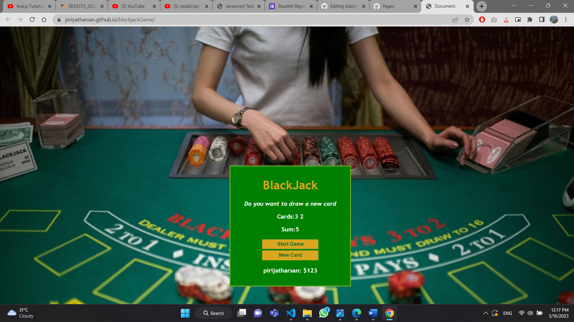 GitHub - Pirijatharsan/blackjackGame