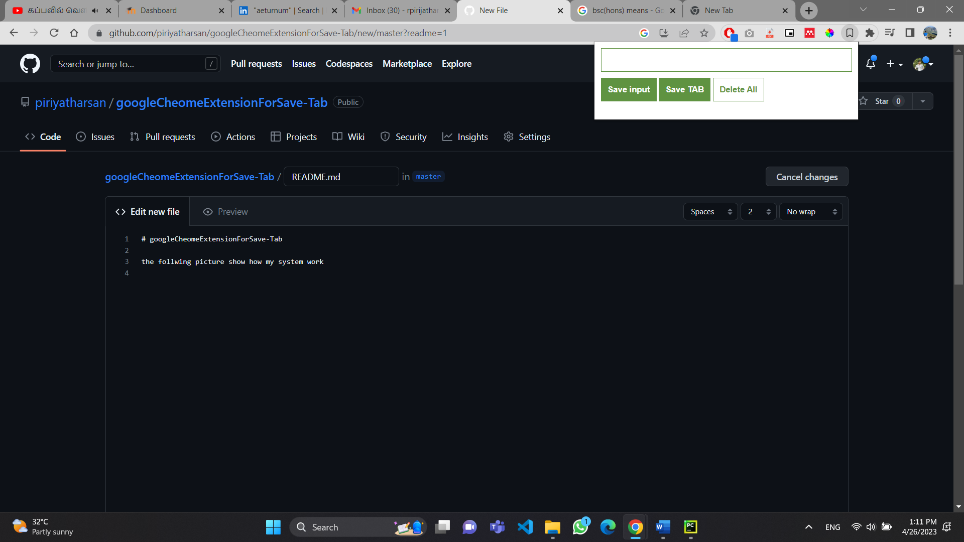 GitHub - piriyatharsan/googleCheomeExtensionForSave-Tab