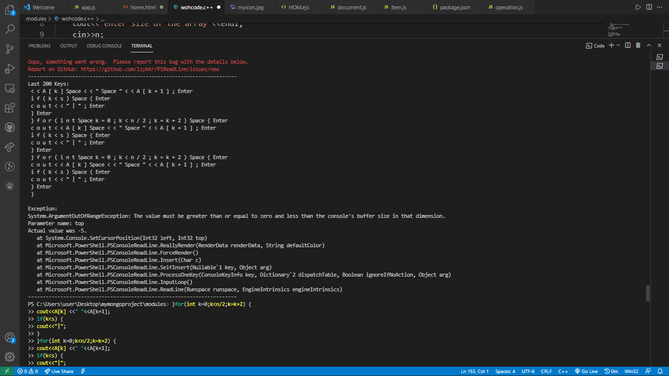 issue in console/terminal · Issue #2818 · PowerShell/PSReadLine · GitHub