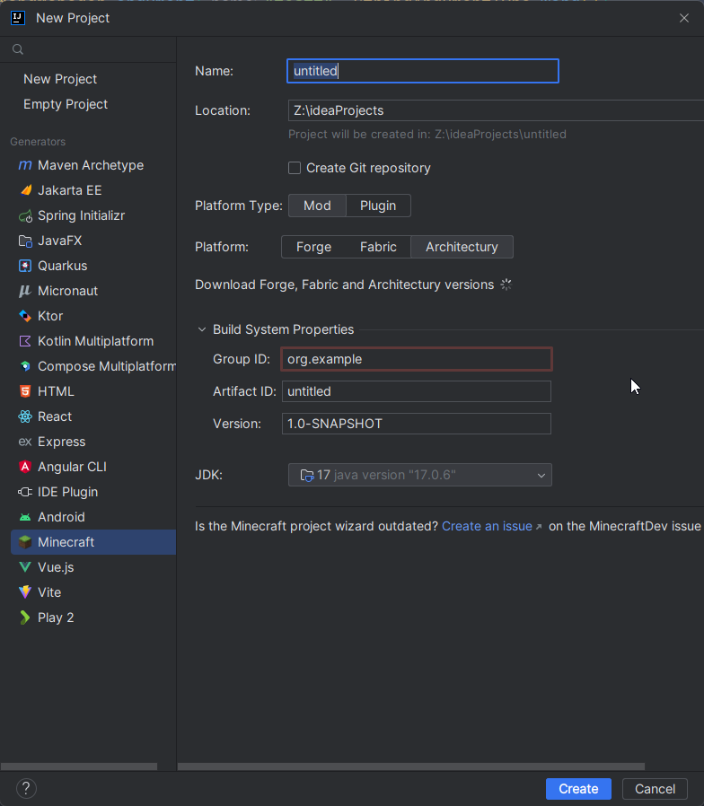 Cannot fetch Architectury or Fabric versions · Issue #2020 · minecraft-dev/MinecraftDev · GitHub