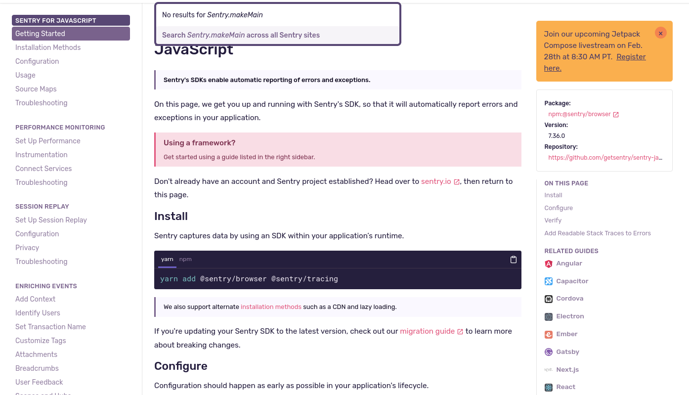 No have docs for javascript SDK API · Issue #6222 · getsentry/sentry-docs · GitHub