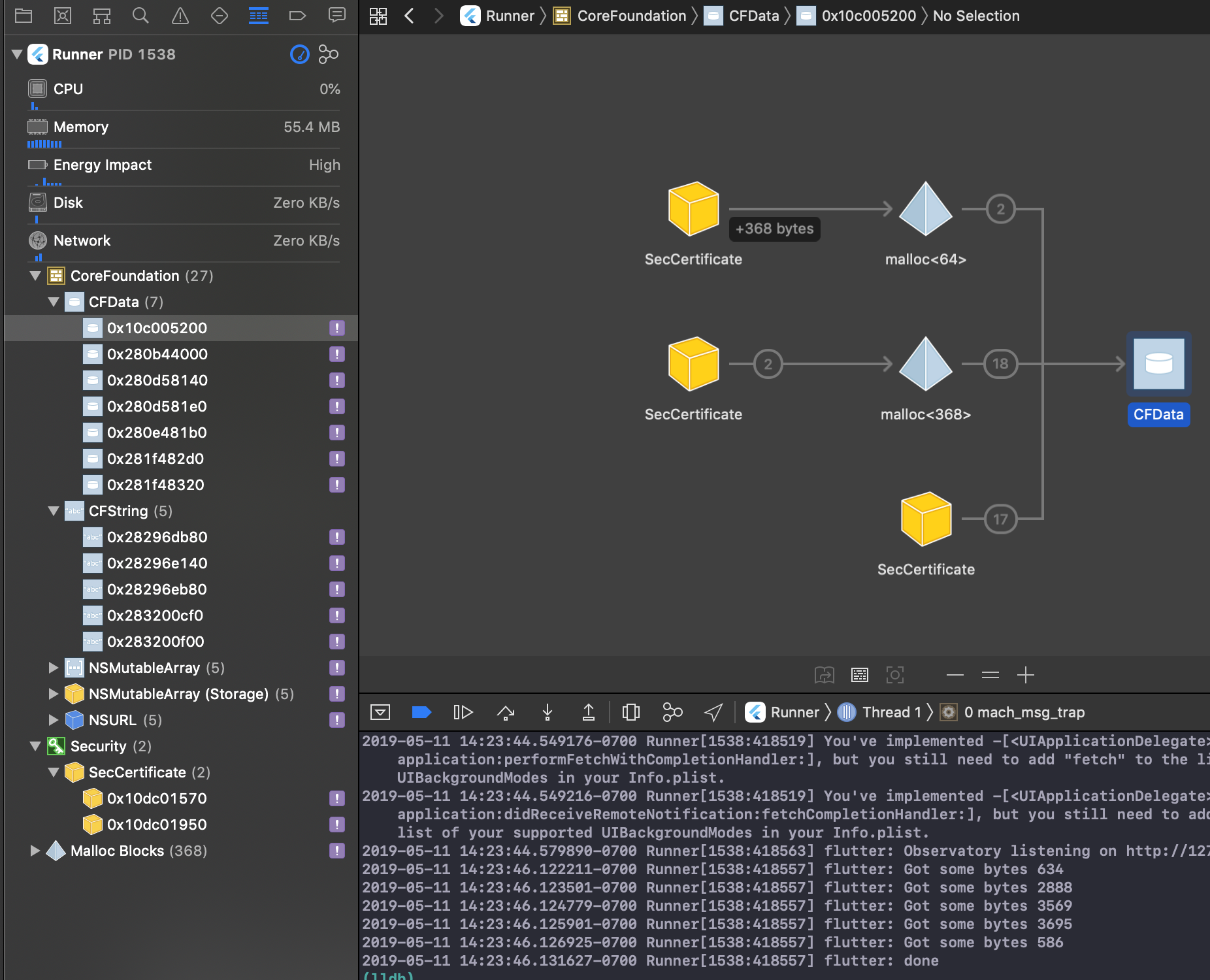 HttpClient leaks on Darwin (iOS/macOS) · Issue #36935 · dart-lang/sdk ...