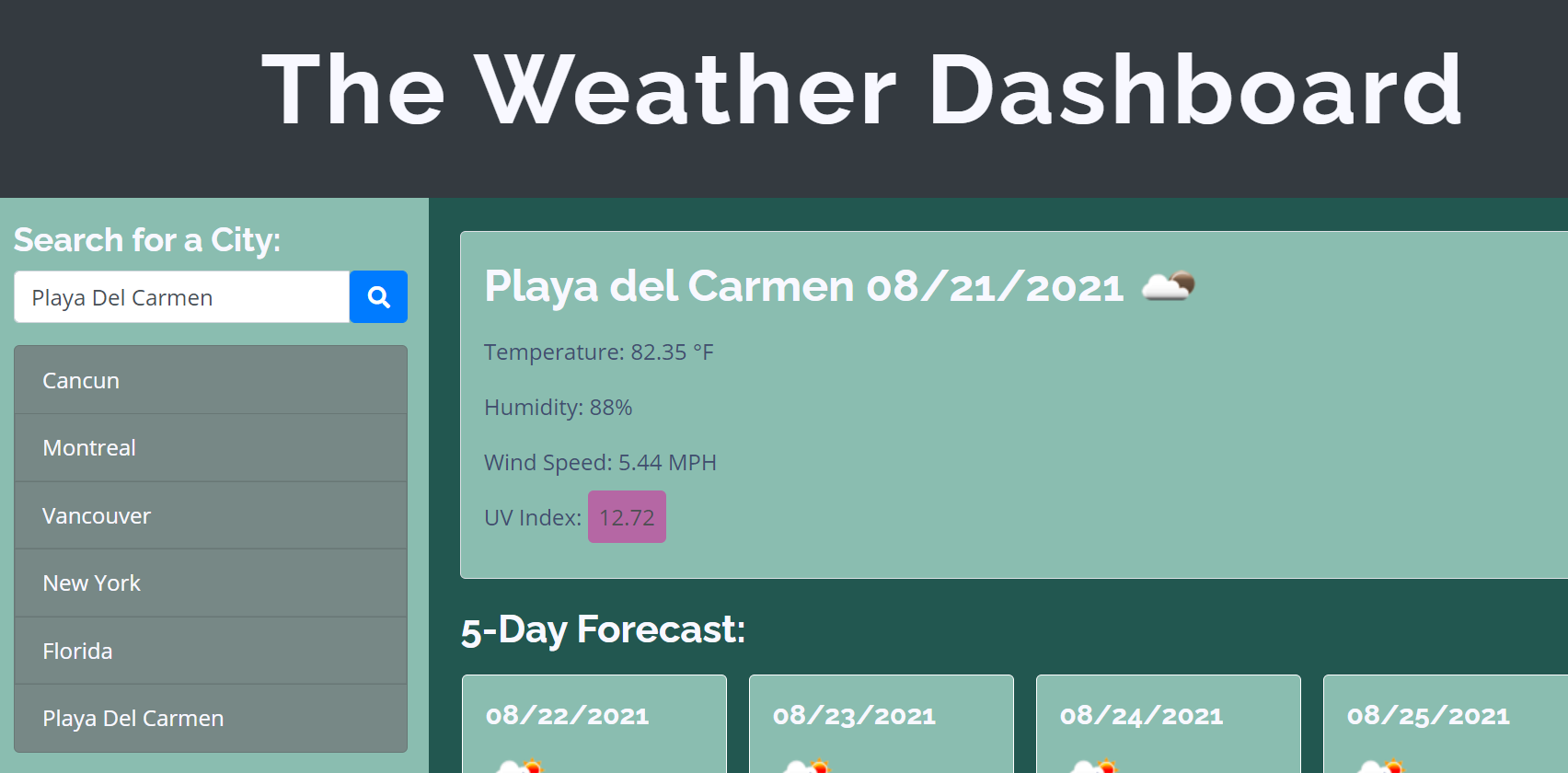 GitHub - MichaelDViau/Homework-06-WeatherDashboard: This is my Bootcamp ...