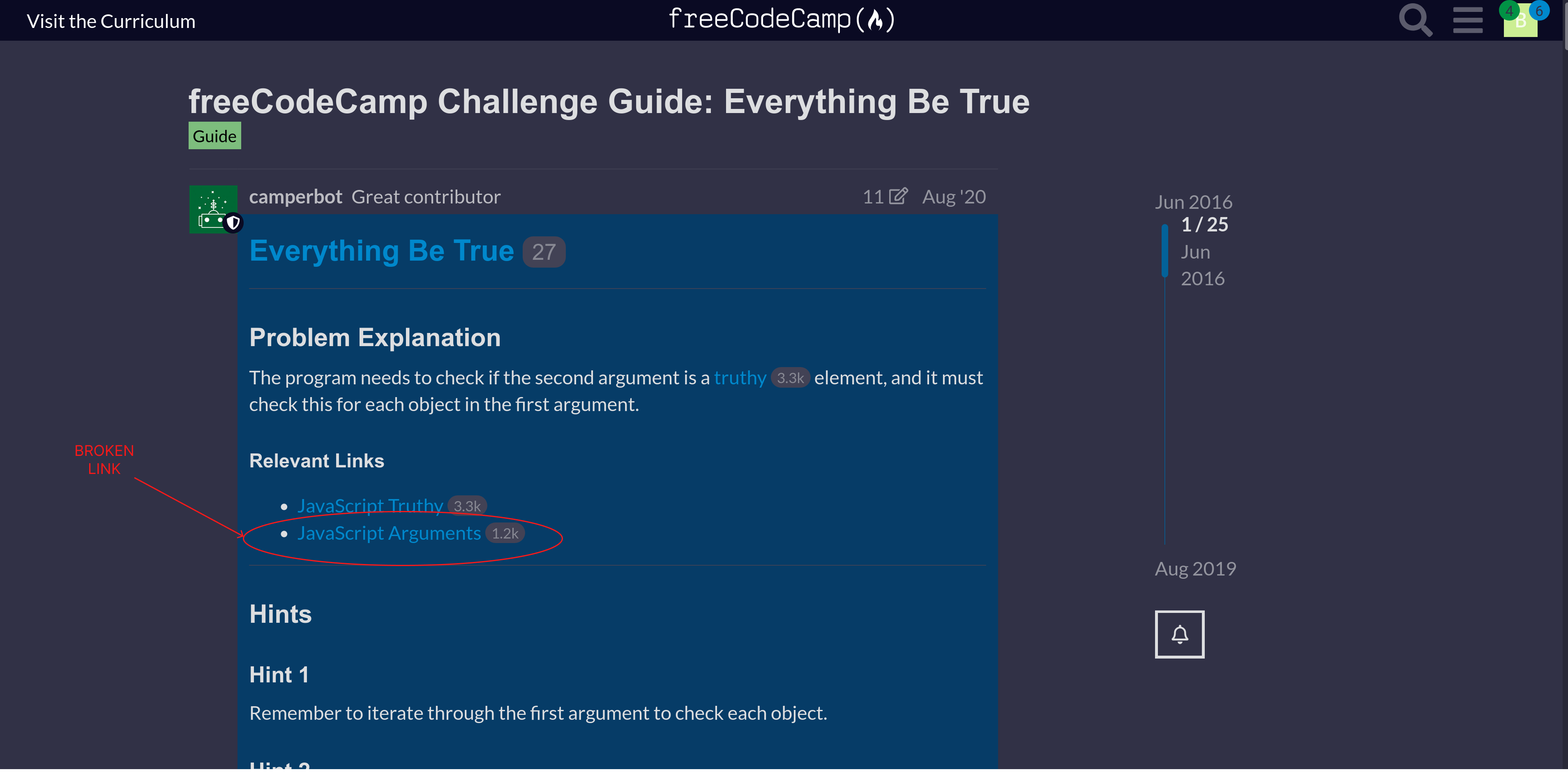 Broken Link in Hint · Issue #45505 · freeCodeCamp/freeCodeCamp · GitHub